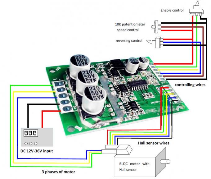 DC 36V 15A 700W Electronic Speed Controller Circuit For Brushless Motors