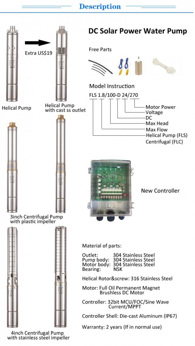 3.2 CBM H 3 Inch 48V Well Submersible Centrifugal Brushless Dc Solar Water Pump
