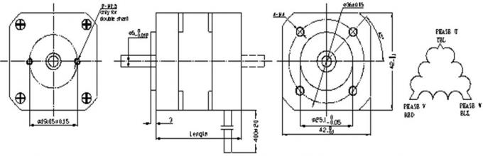 500VDC Hall sensor 42mm Brushless Dc Motor 4000rpm 24v