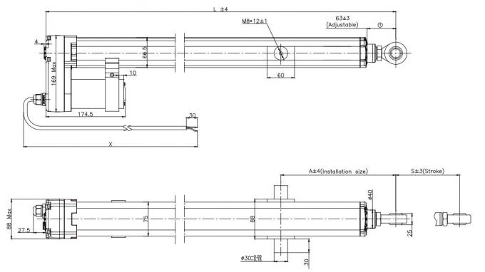 10000N to 15000N 1200mm 48 Inch Electric Linear Actuator Ram Pusher